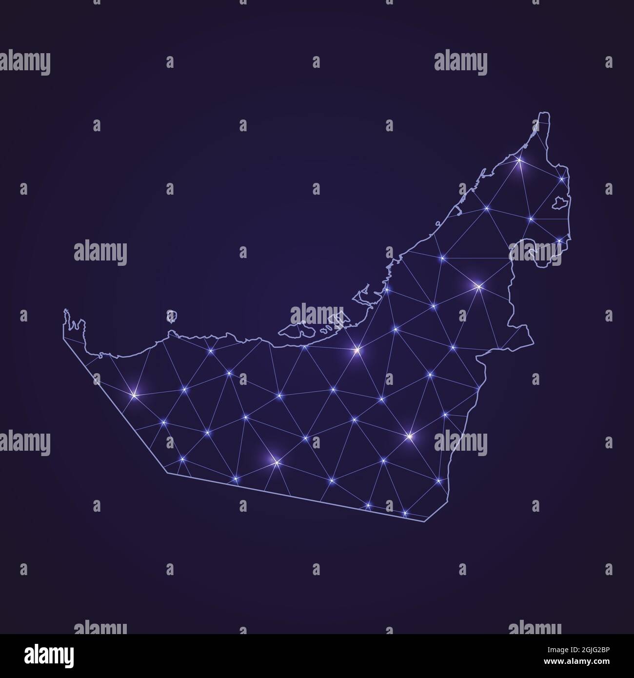 Digital network map of United Arab Emirates. Abstract connect line and ...