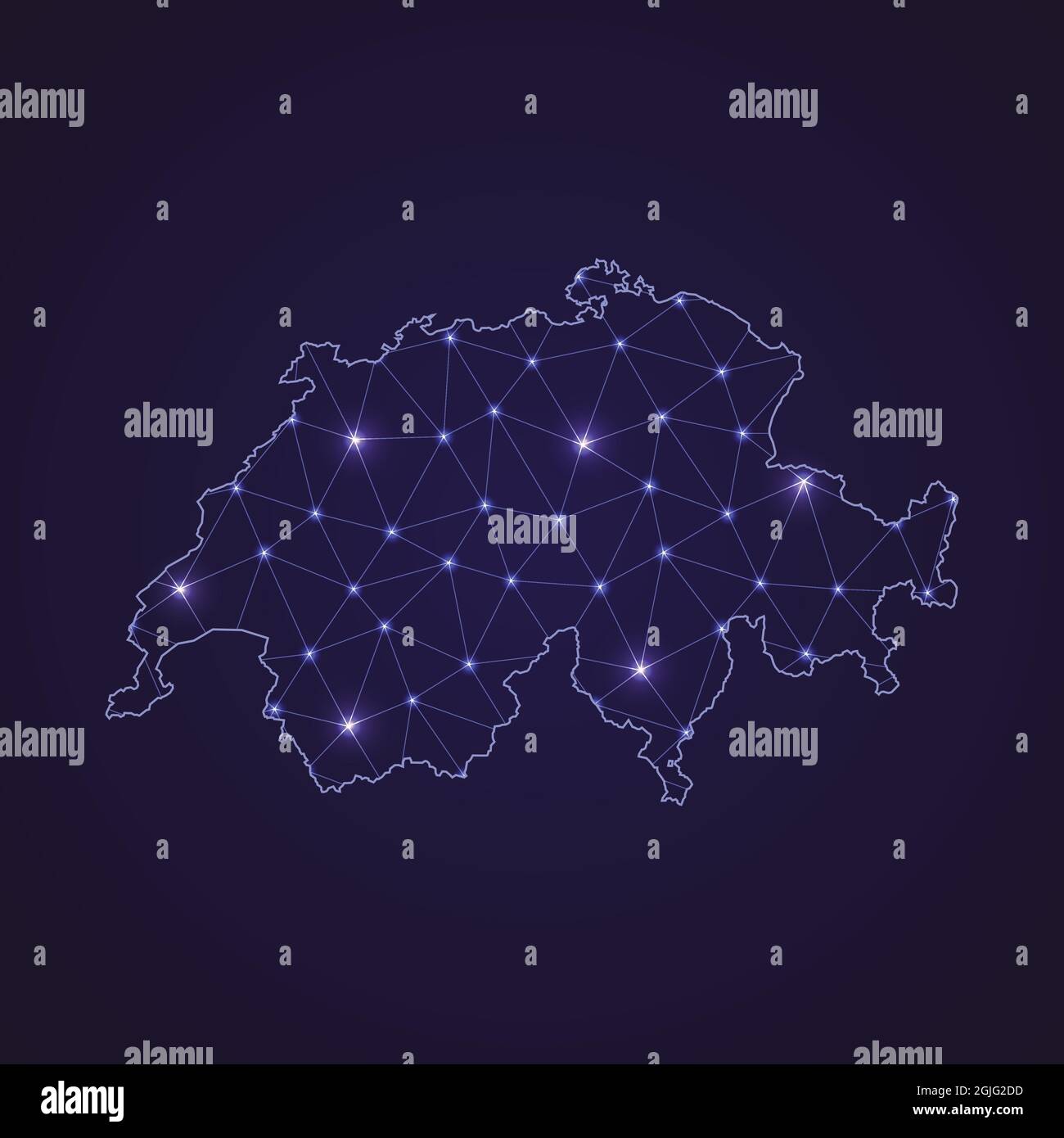 Digital network map of Switzerland. Abstract connect line and dot on ...
