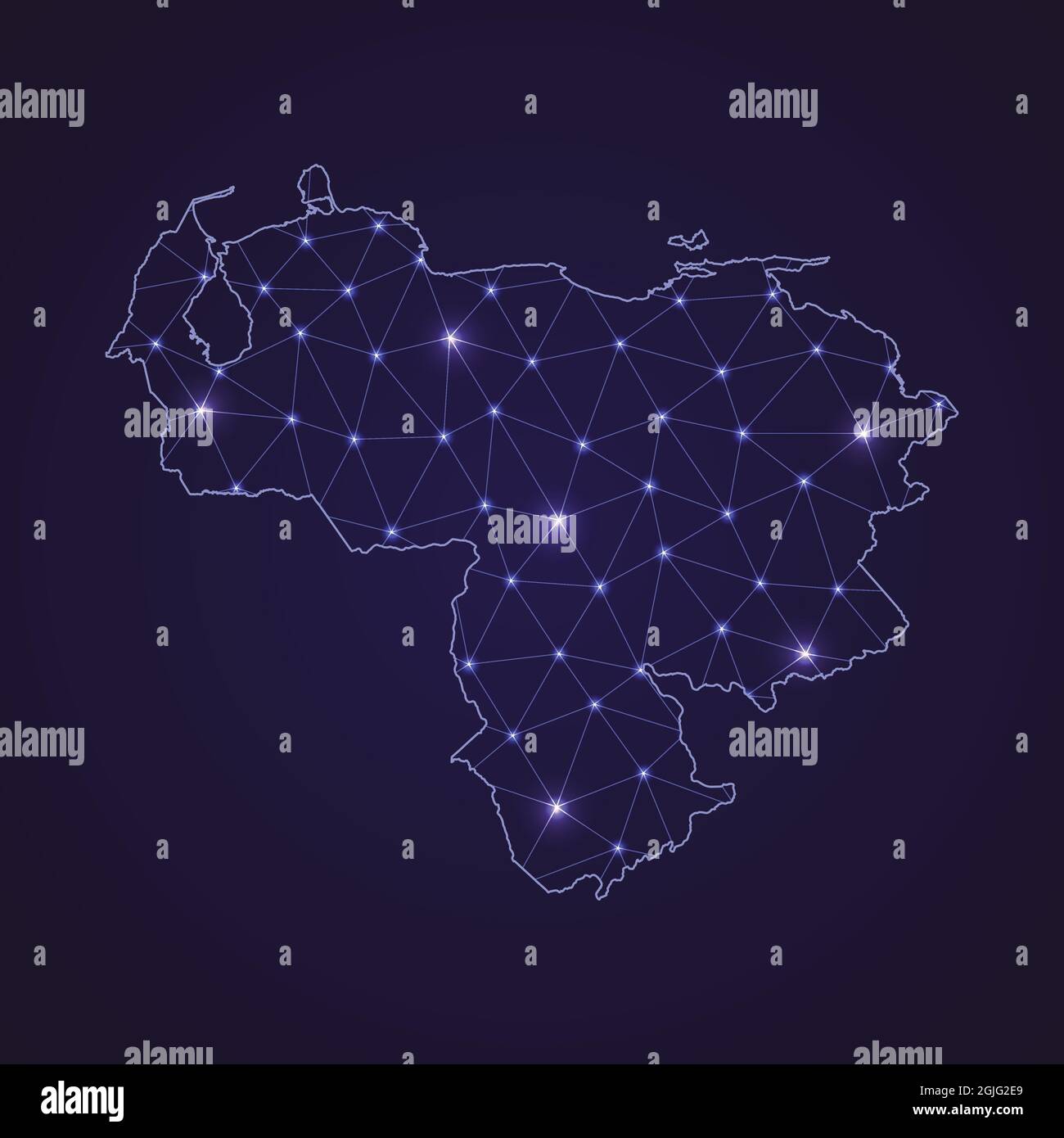 Digital network map of Venezuela. Abstract connect line and dot on dark ...