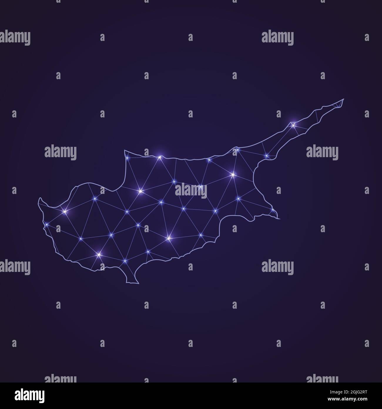 Digital network map of Cyprus. Abstract connect line and dot on dark ...