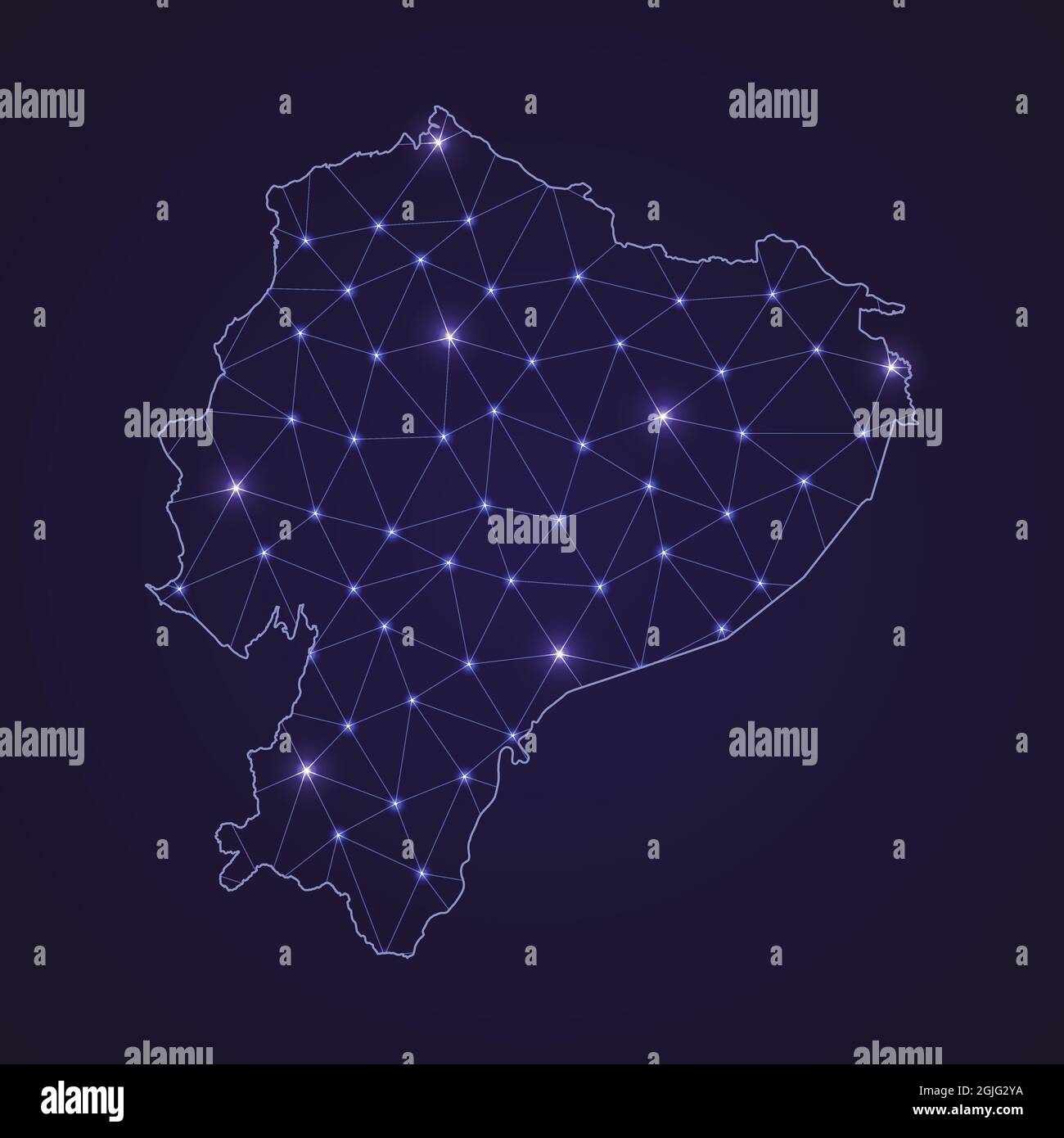 Digital network map of Ecuador. Abstract connect line and dot on dark ...