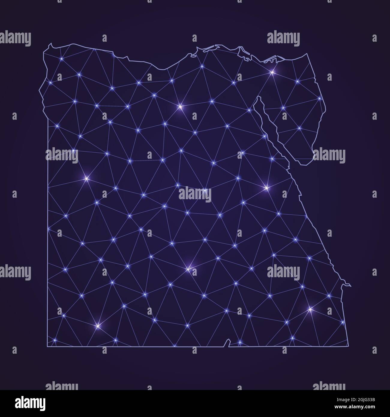 Digital network map of Egypt. Abstract connect line and dot on dark ...