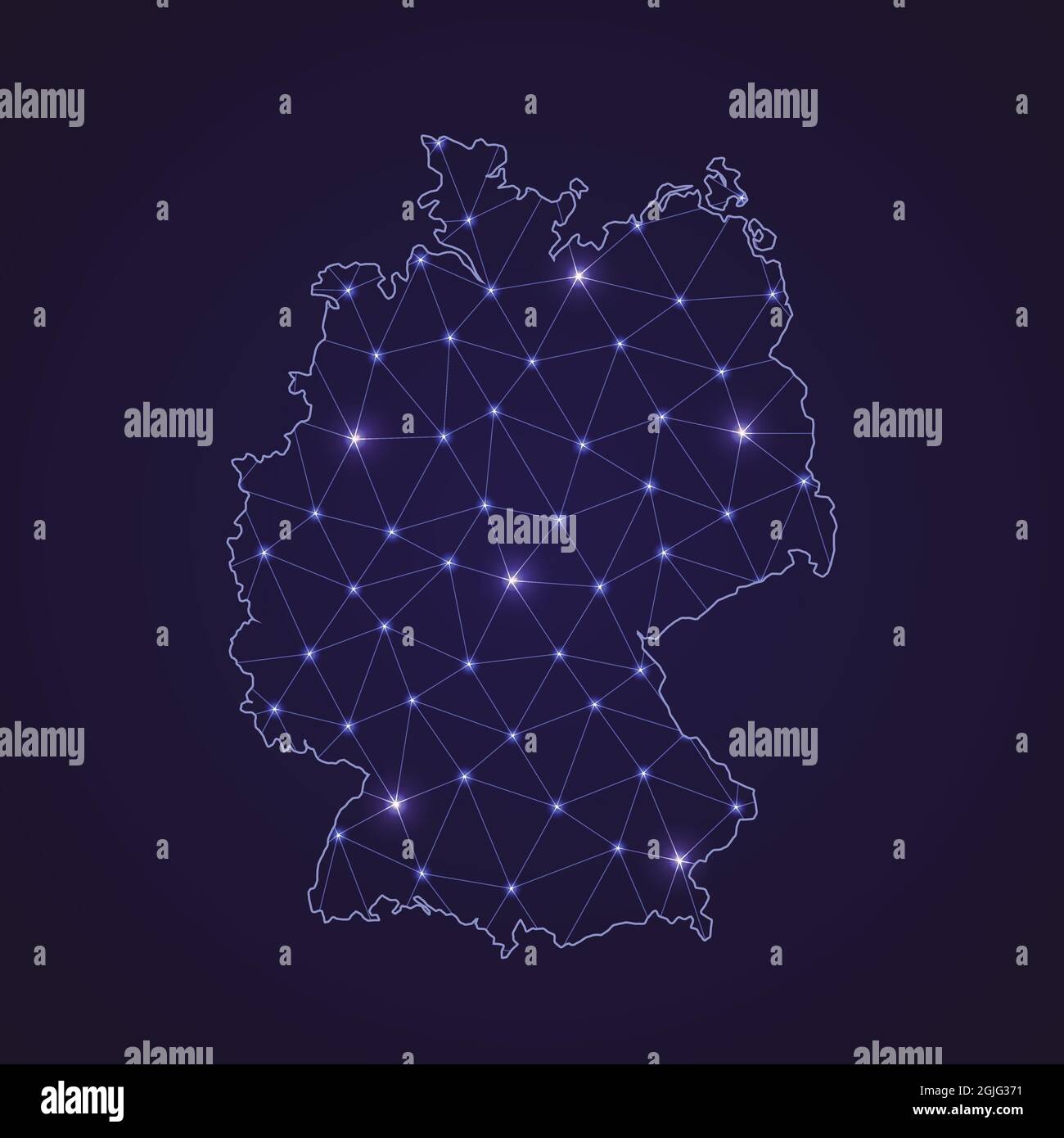 Digital network map of Germany. Abstract connect line and dot on dark ...