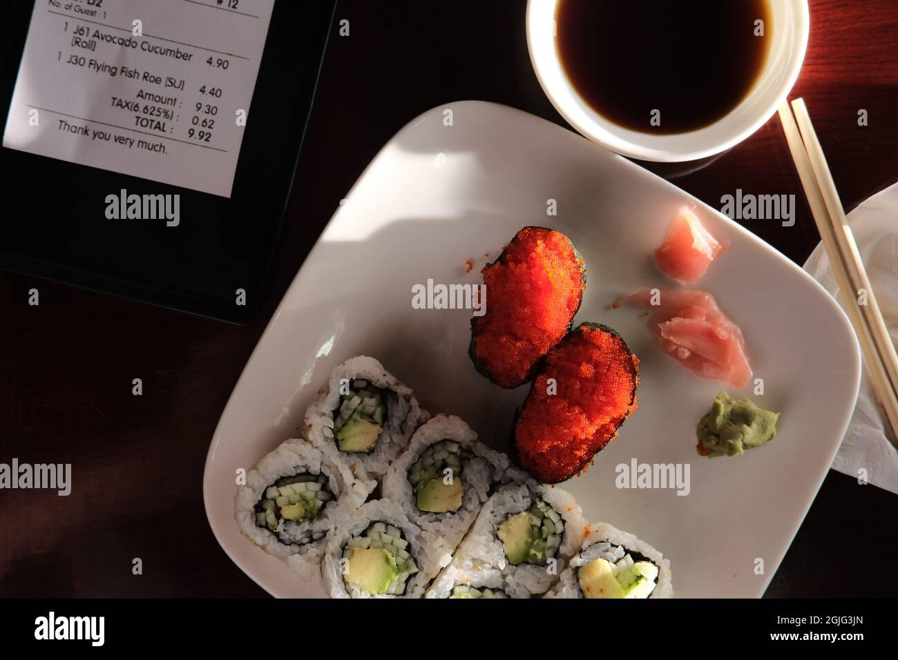Japanese avocado cucumber roll with flying fish roe sushi Stock Photo ...