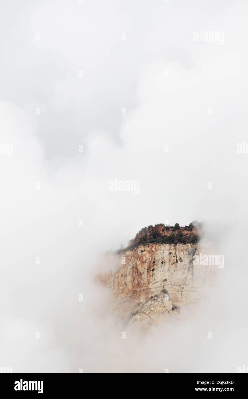 A sky island image in Utah’s Zion Nation Park formed by clouds moving ...