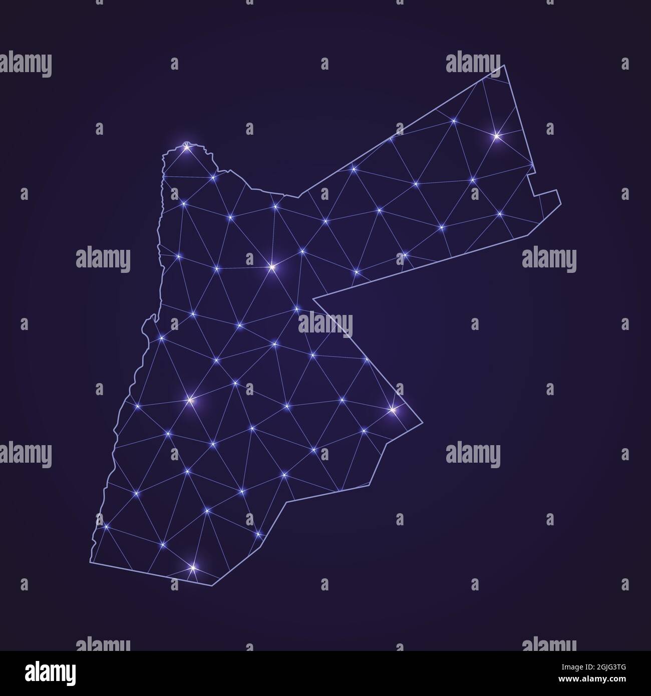 Digital network map of Jordan. Abstract connect line and dot on dark ...