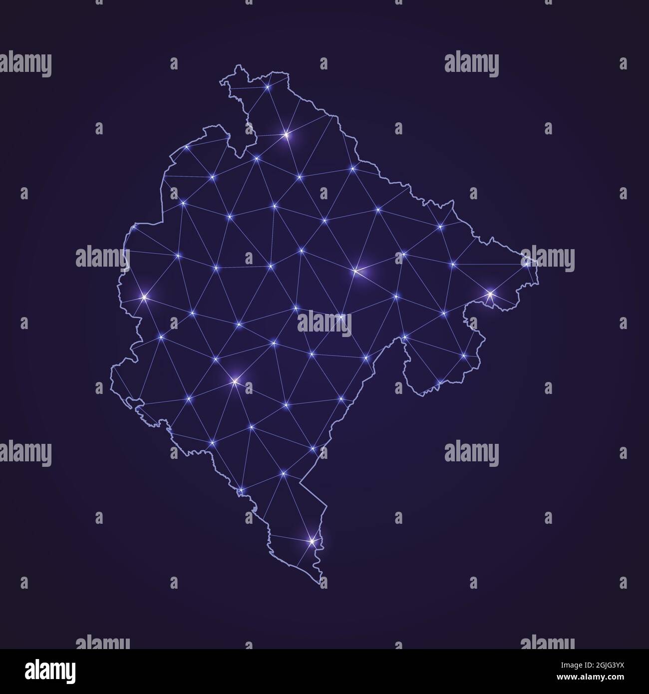 Digital network map of Montenegro. Abstract connect line and dot on dark background Stock Vector ...