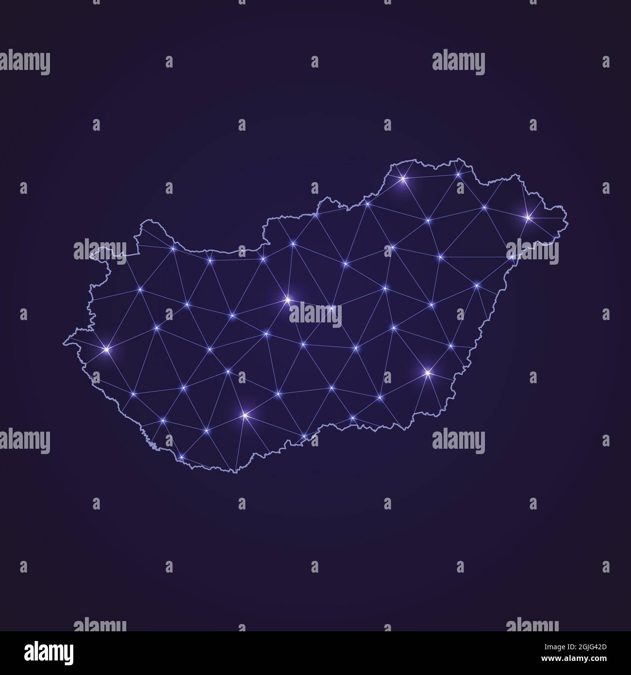 Digital network map of Hungary. Abstract connect line and dot on dark background Stock Vector ...