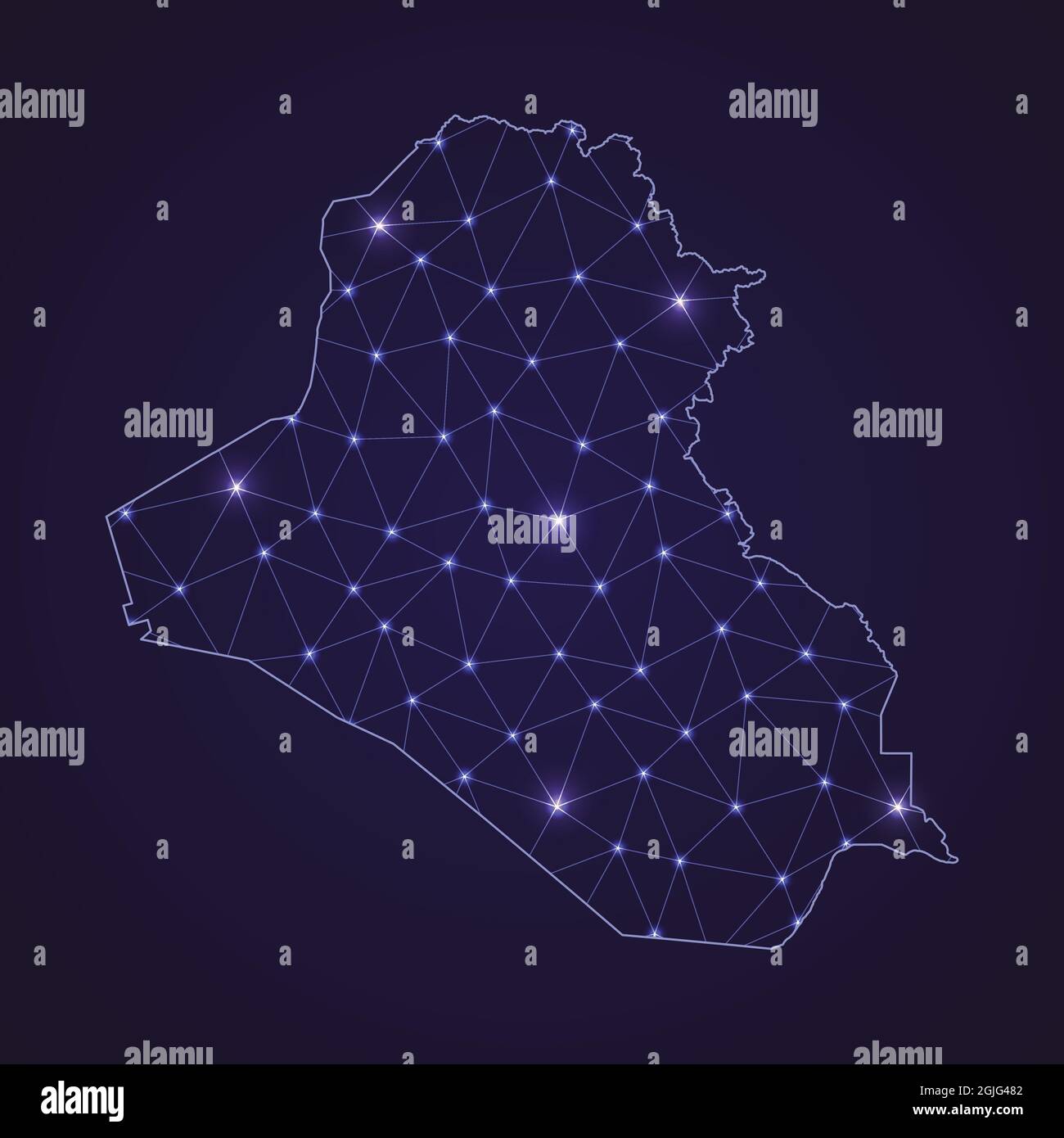 Digital network map of Iraq. Abstract connect line and dot on dark ...