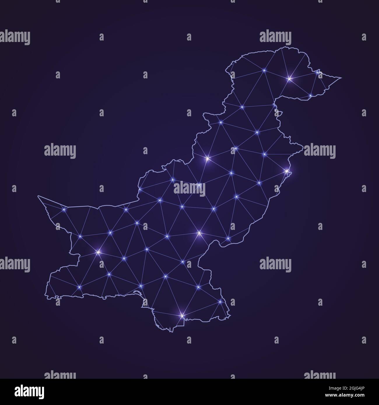 Digital network map of Pakistan. Abstract connect line and dot on dark background Stock Vector ...