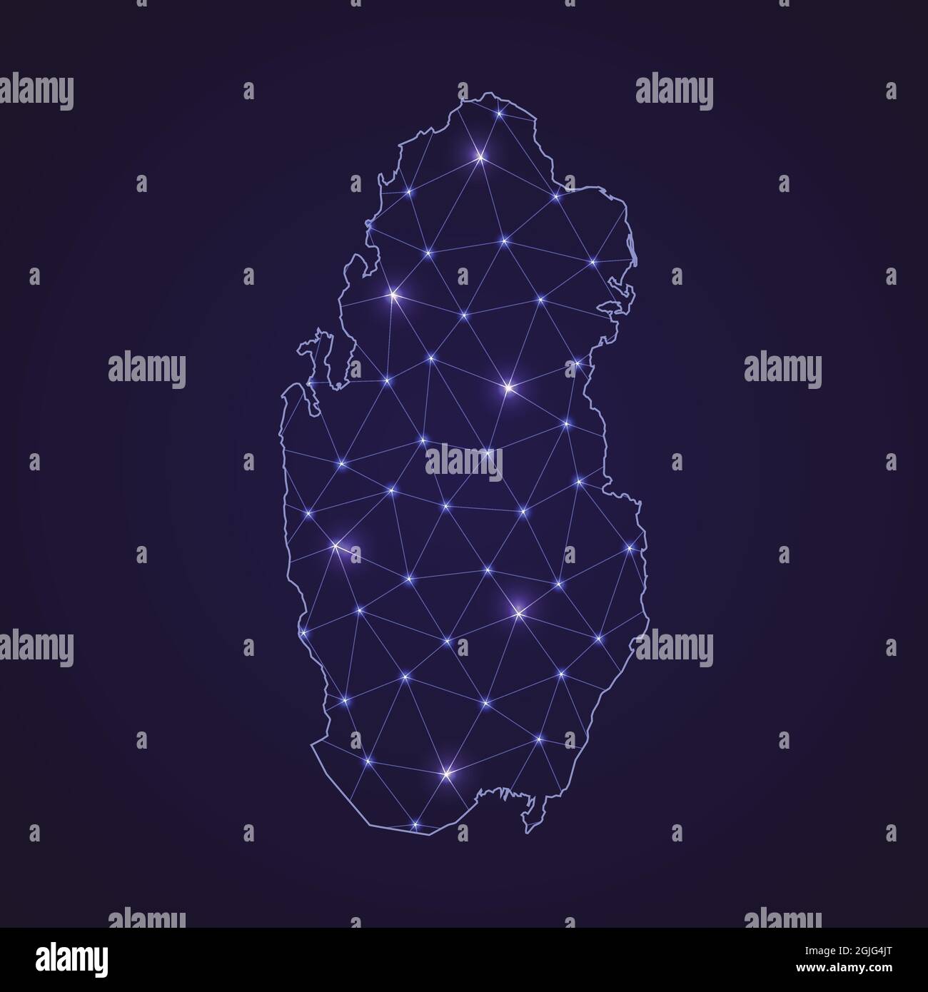 Digital network map of Qatar. Abstract connect line and dot on dark ...