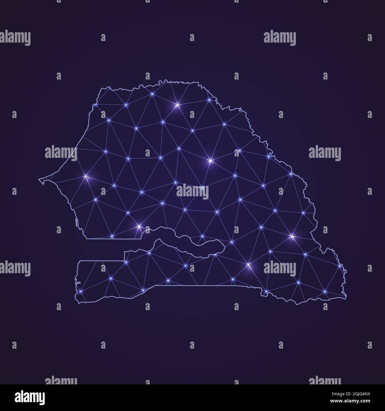 Digital network map of Senegal. Abstract connect line and dot on dark background Stock Vector ...