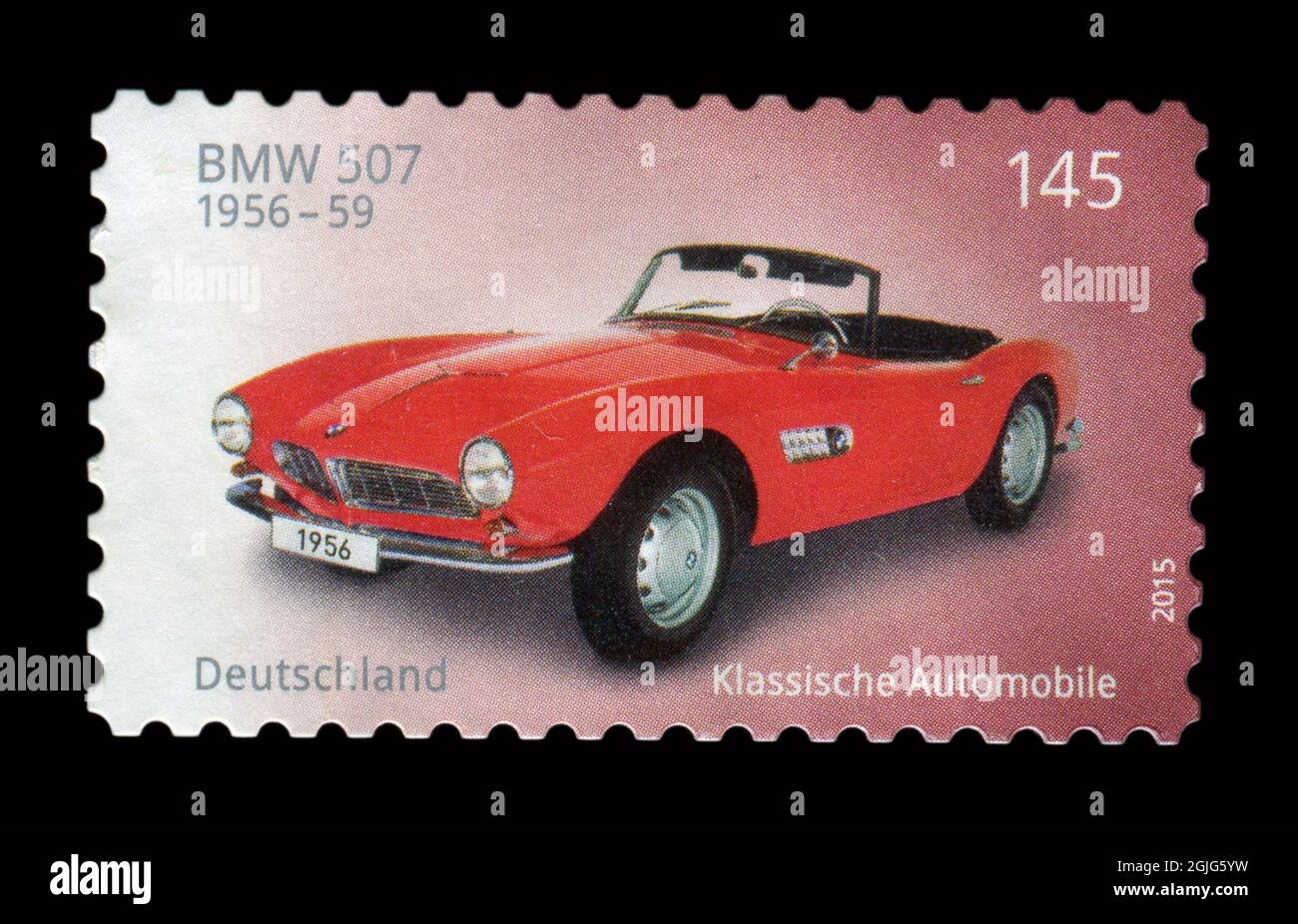Stamp printed in Germany shows image of the BMW 507 1956-59, circa 2015 ...