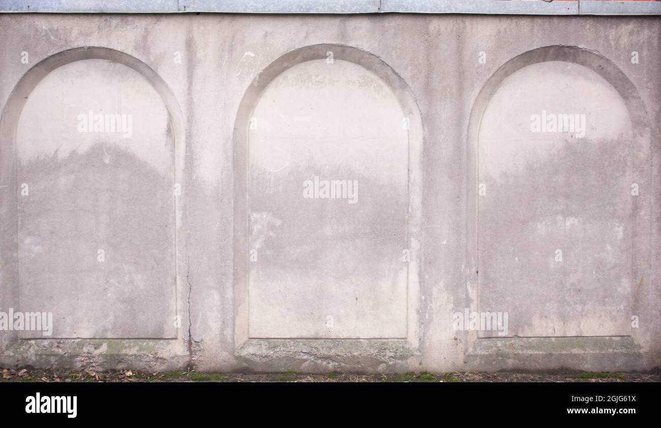 concrete wall pattern in arch shape. architecture of ceiling arch in ...