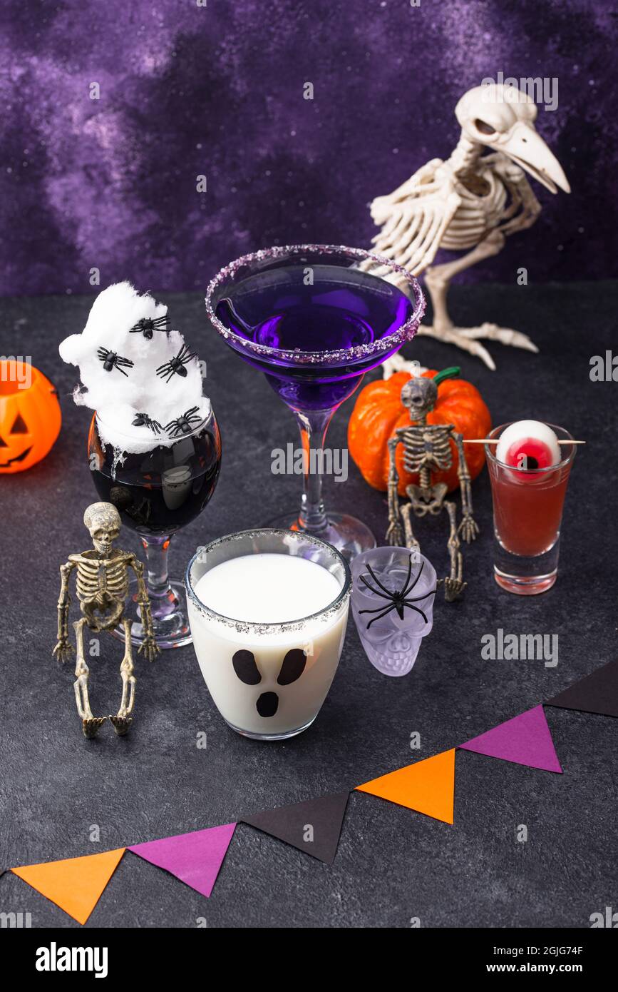 Set of various Halloween drinks Stock Photo - Alamy