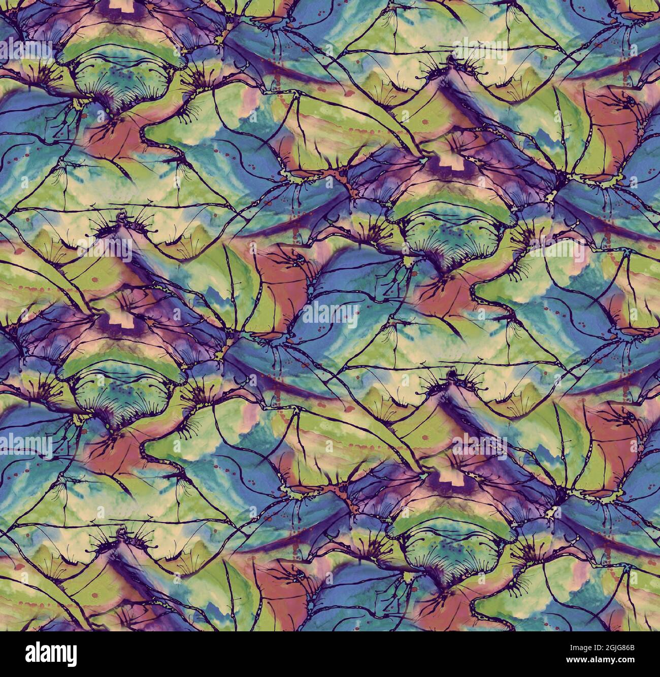 Seamless chaotic art texture in green and blue tones Stock Photo - Alamy
