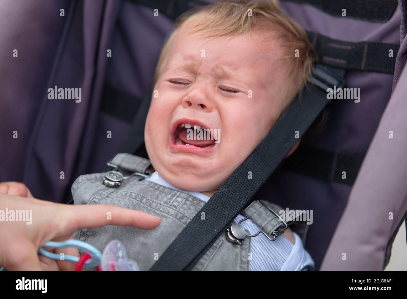 baby crying sadness in a buggie Stock Photo - Alamy