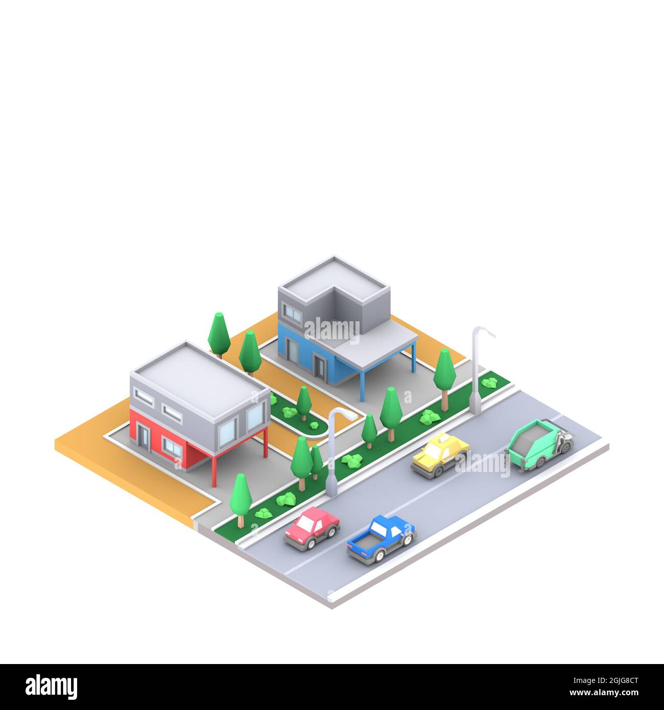 3D isometric interior rendering of city exterior Stock Photo - Alamy