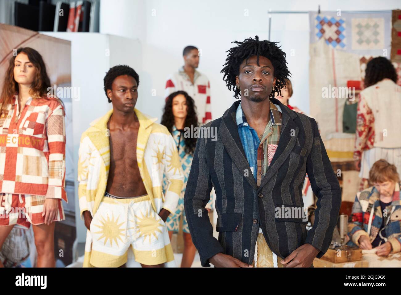 New York, New York, USA. 8th Sep, 2021. A model showcases at the Front ...