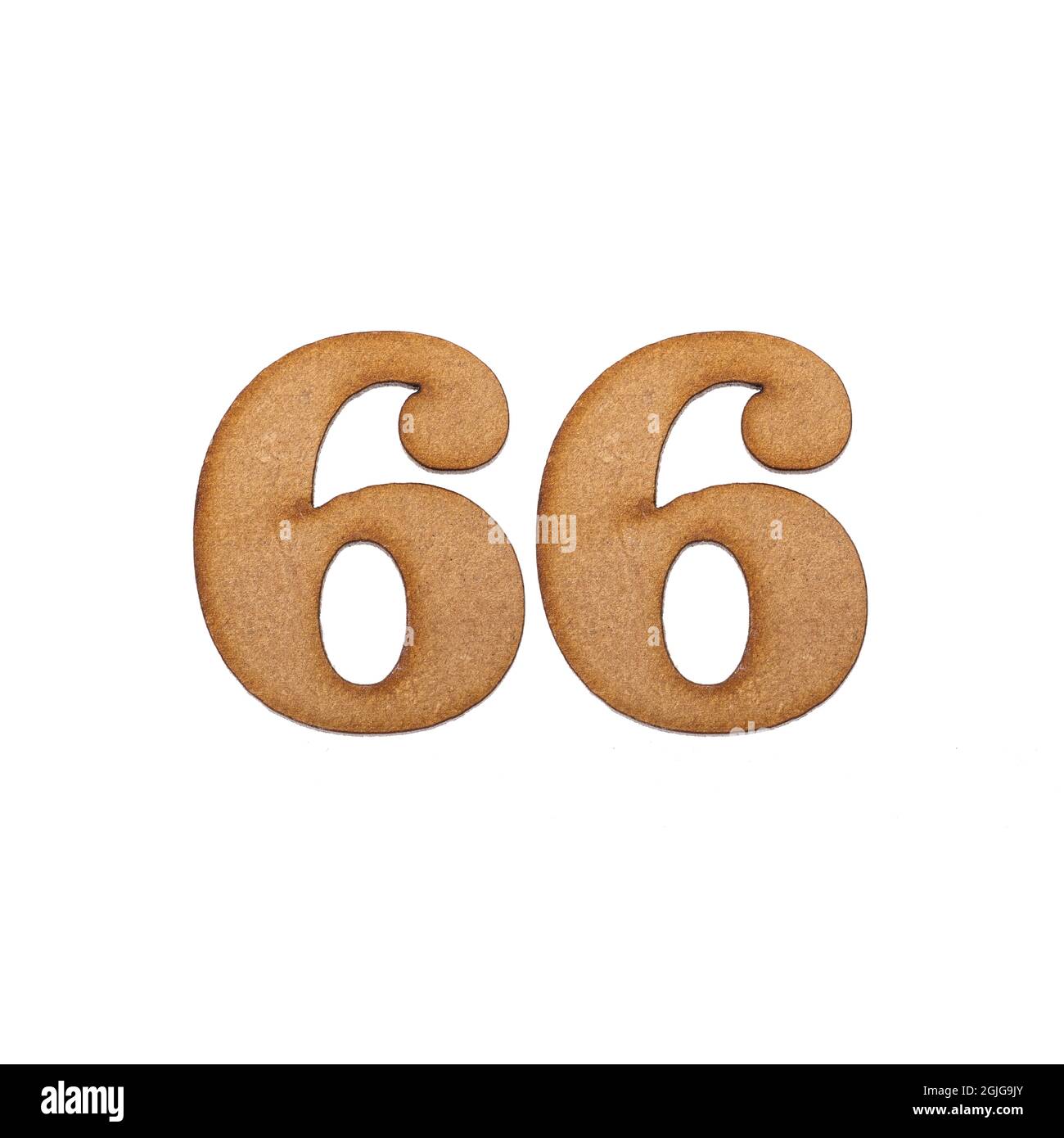Number sixty-six, 66 - Piece of wood isolated on white background Stock ...