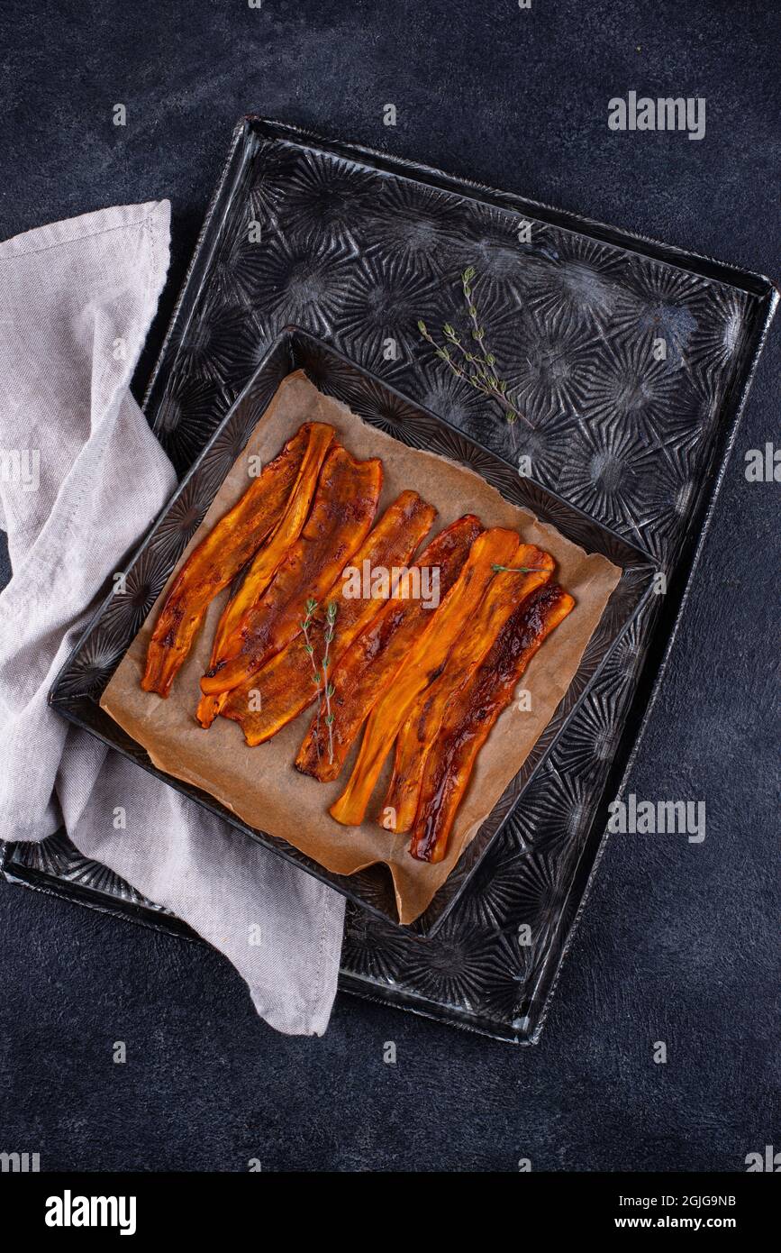 Plant based vegetarian bacon from carrot Stock Photo - Alamy