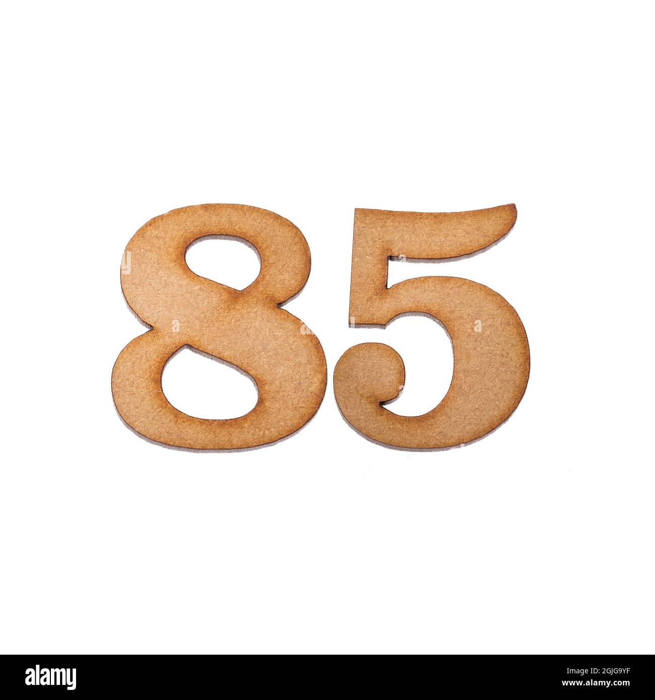 Number eighty-five, 85 - Piece of wood isolated on white background ...