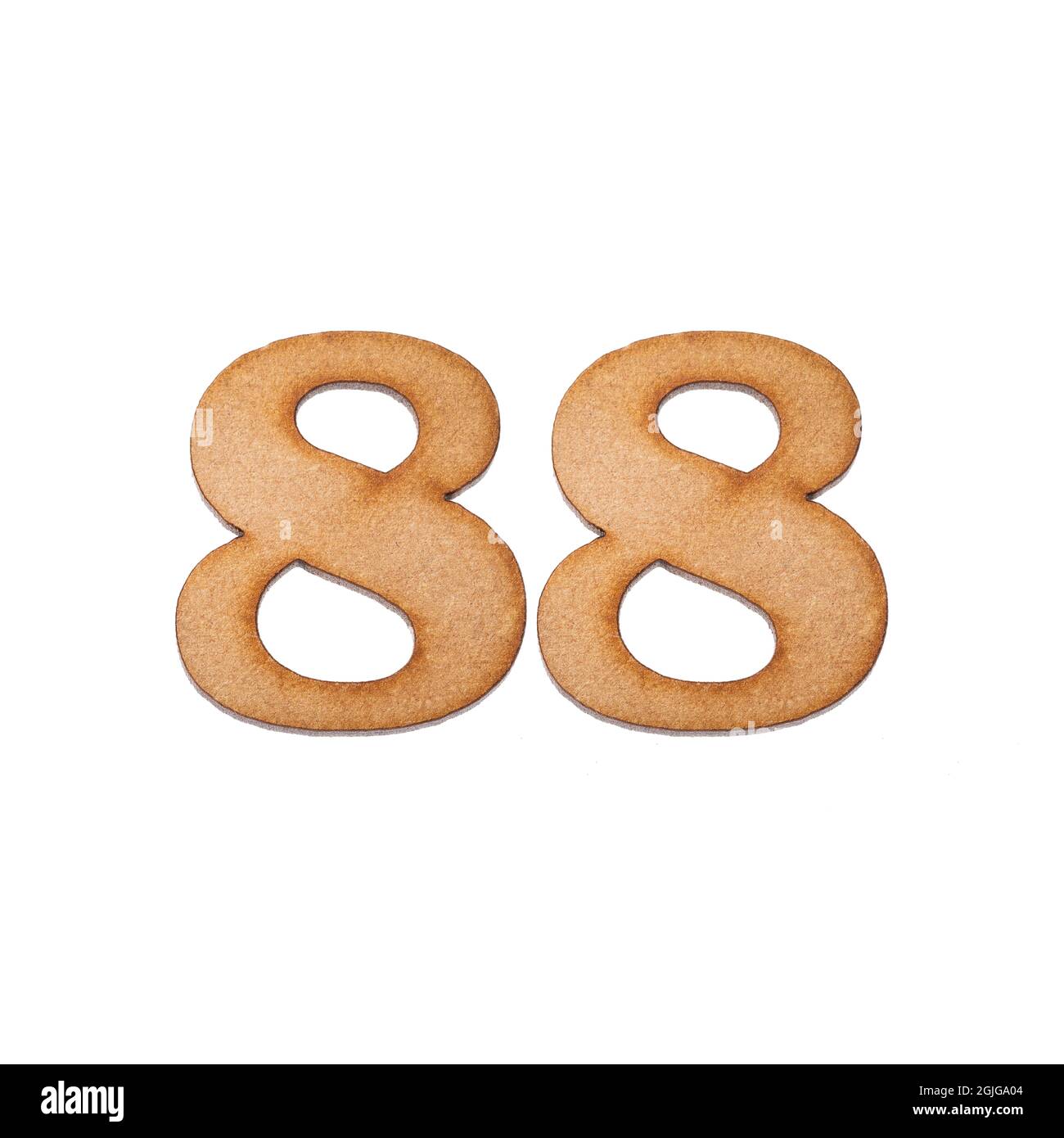 Number 88 in wood, isolated on white background Stock Photo - Alamy