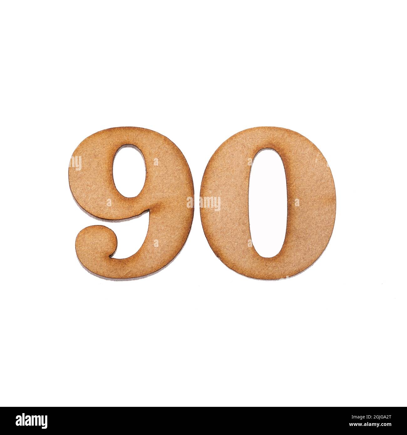 Number 90 in wood, isolated on white background Stock Photo - Alamy