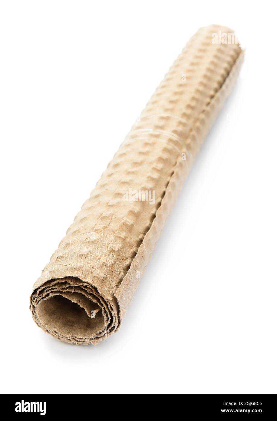 Rolled cardboard sheet on white background Stock Photo - Alamy