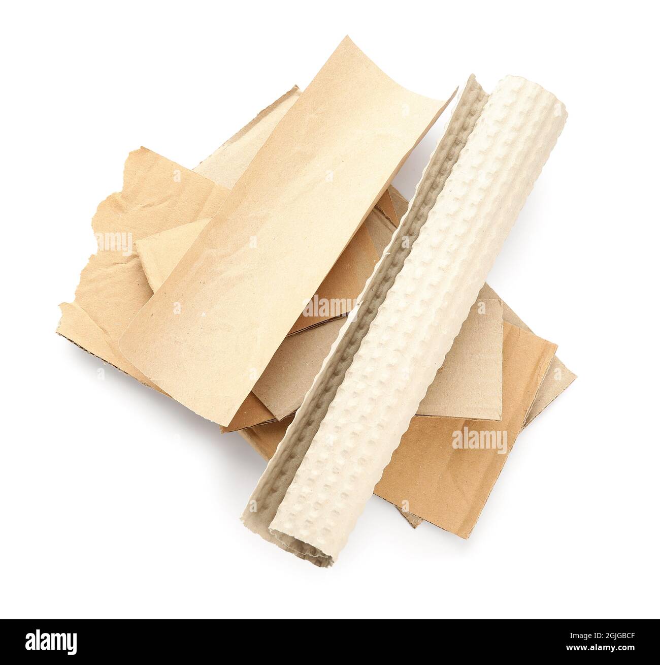 Pieces of cardboard on white background Stock Photo - Alamy