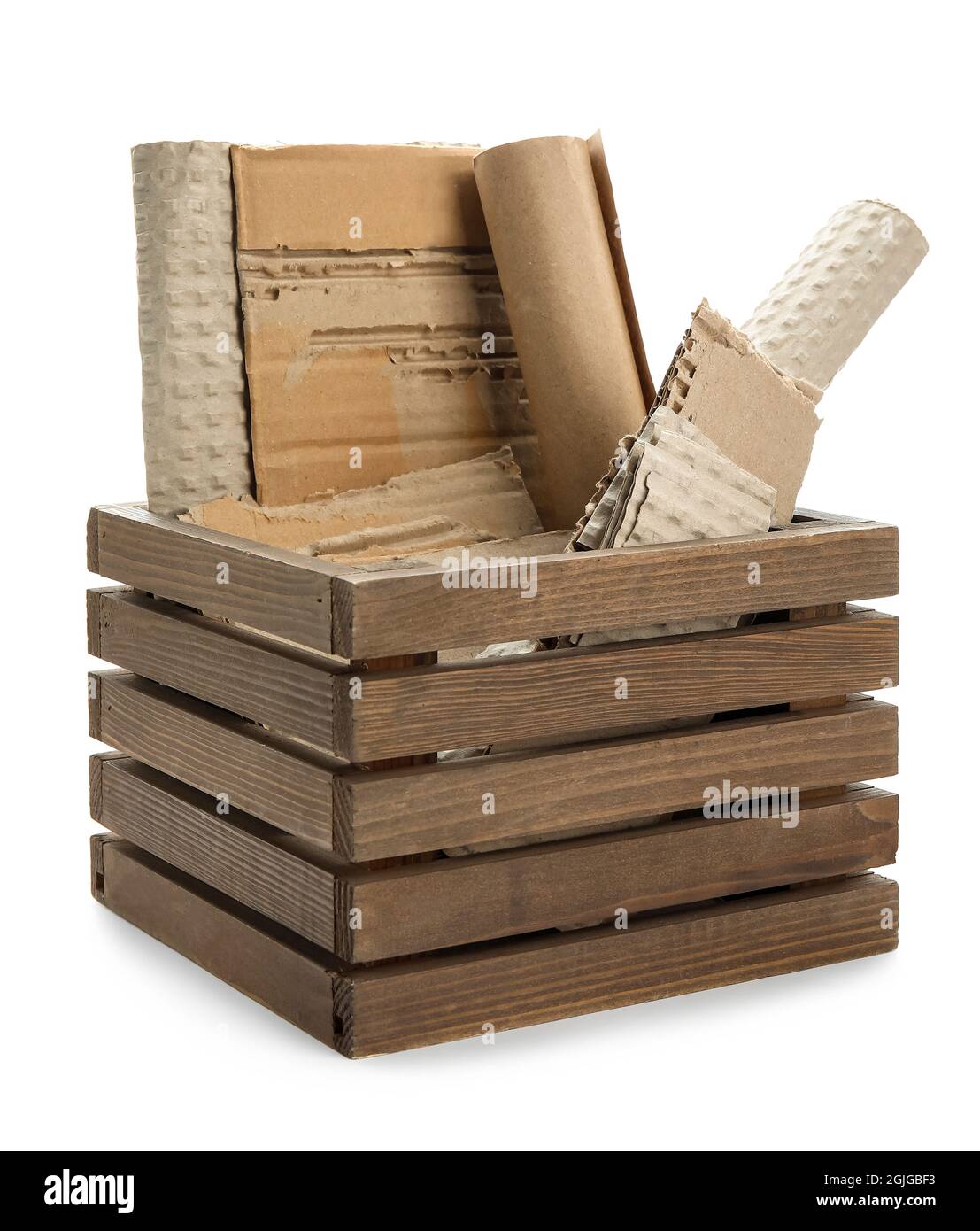 Box with pieces of cardboard on white background Stock Photo - Alamy