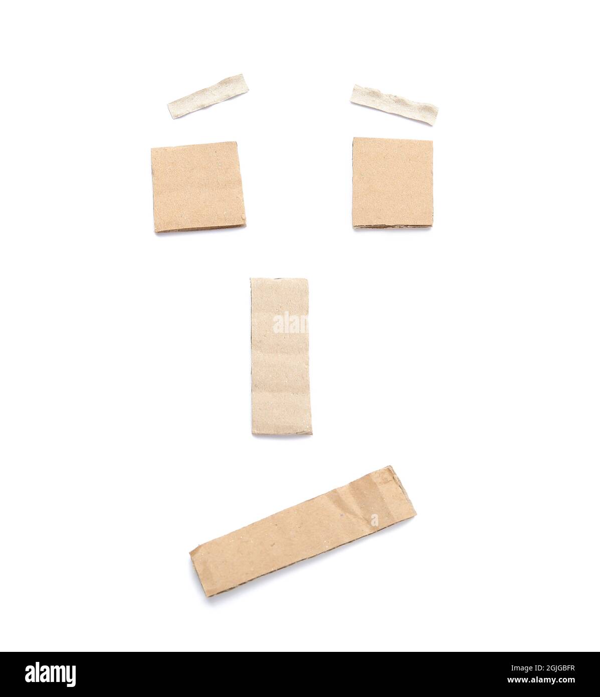 Face made of cardboard pieces on white background Stock Photo - Alamy