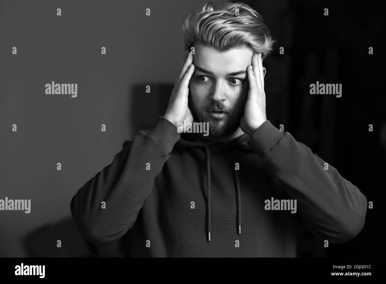 Grayscale portrait caucasian man hi-res stock photography and images ...
