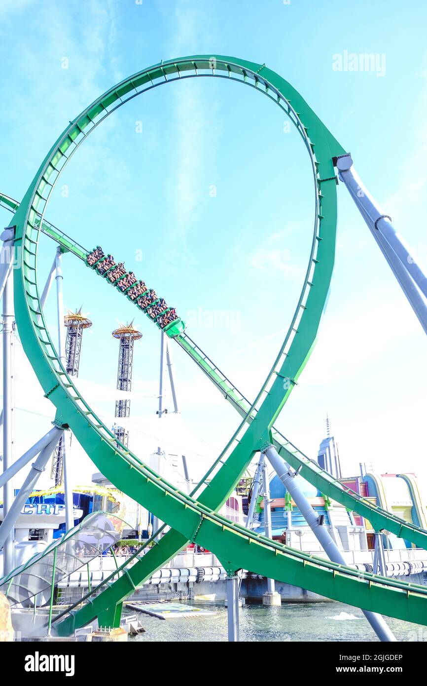 ORLANDO, UNITED STATES - Aug 03, 2021: A vertical shot of a tall green ...