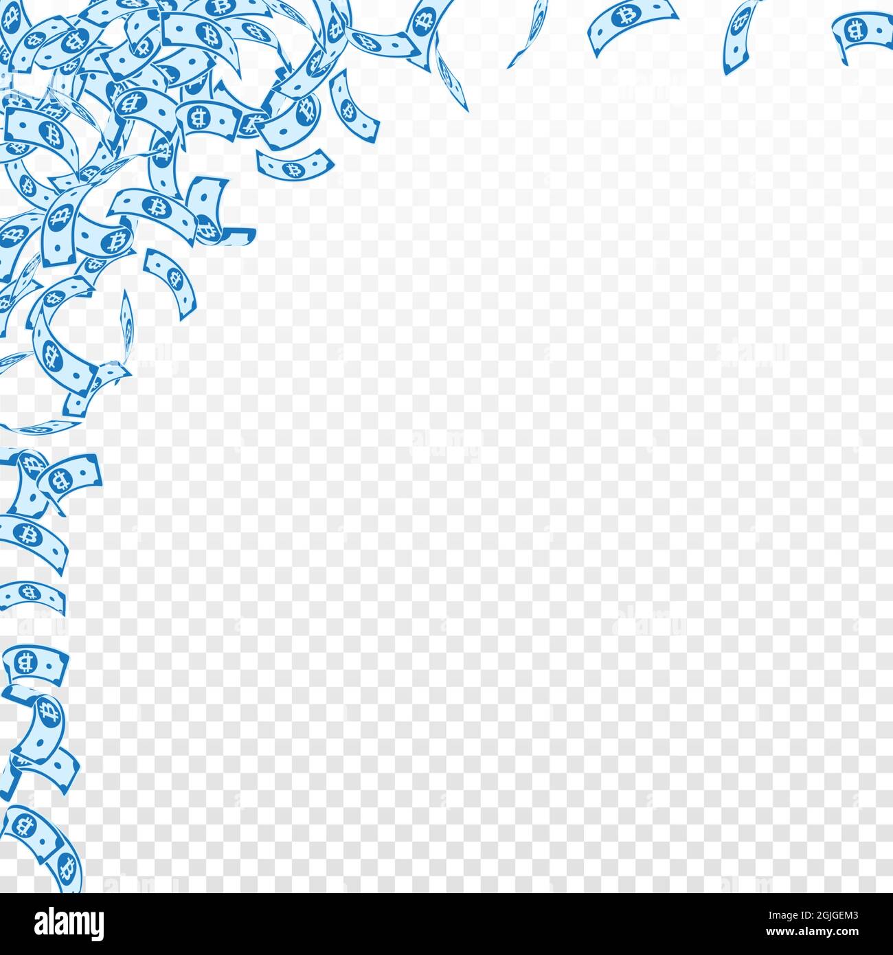 Bitcoin, internet currency notes falling. Small BTC bills on ...