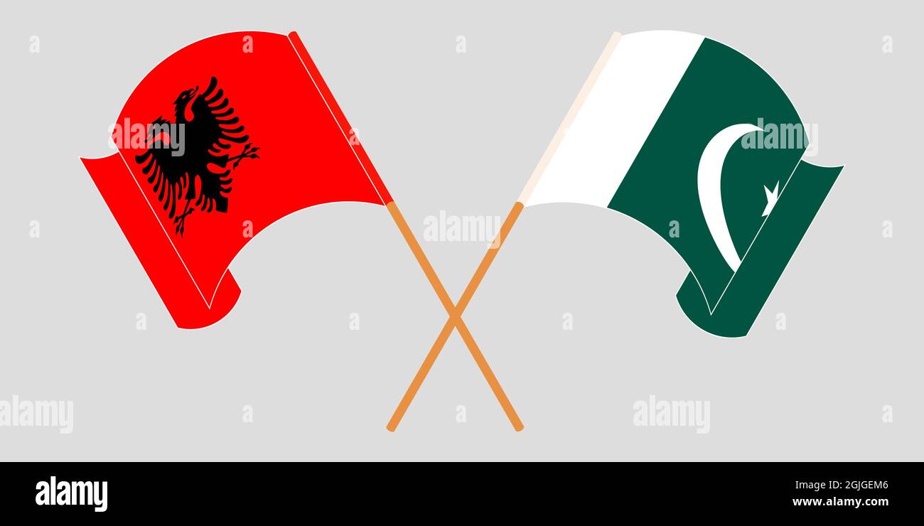 Crossed and waving flags of Albania and Pakistan Stock Vector Image ...
