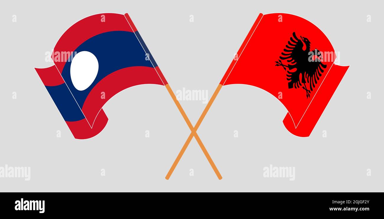 Laos albania flag waving hi-res stock photography and images - Alamy