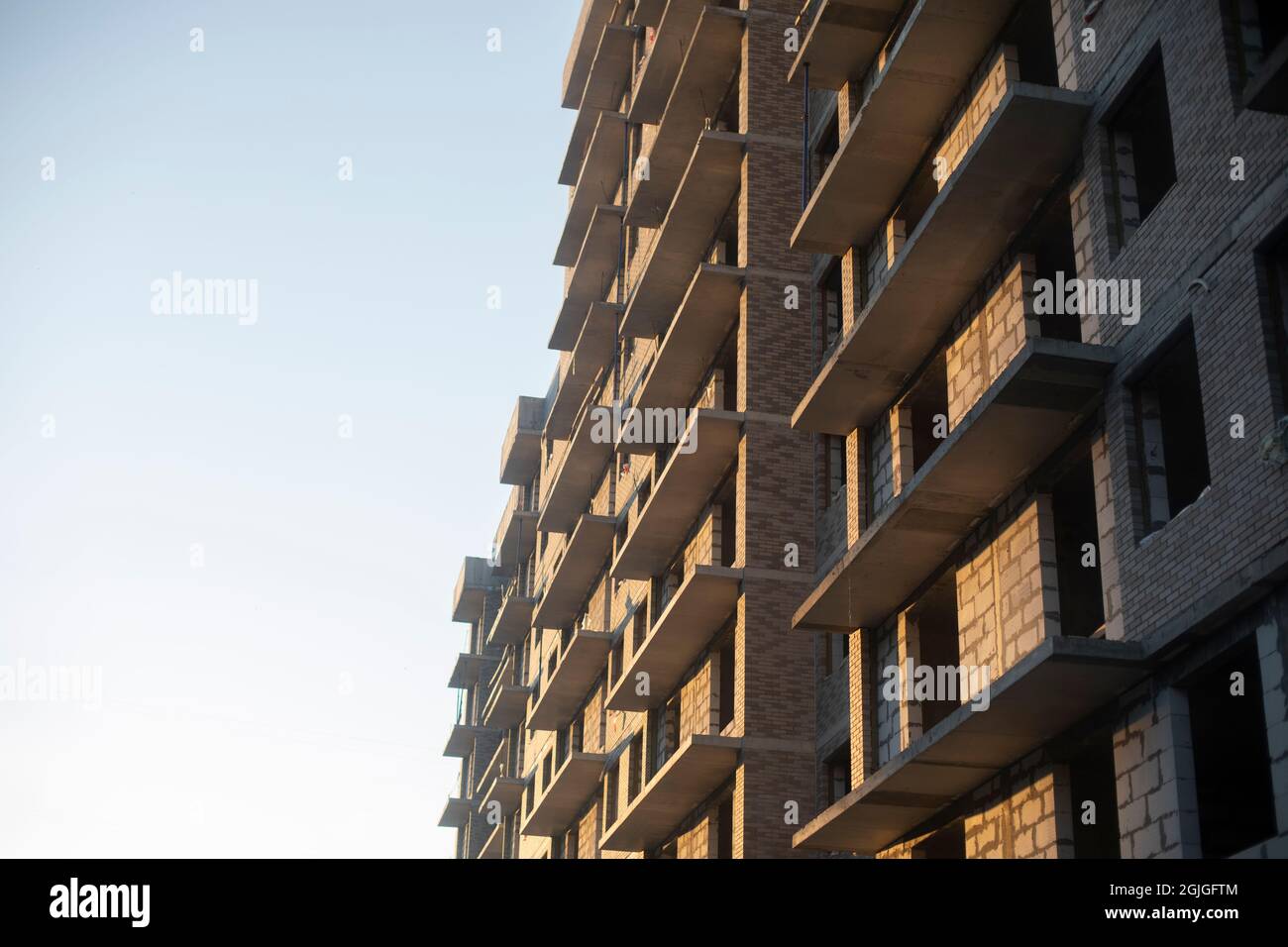 Building a house. Multi-storey building without cladding. Construction ...