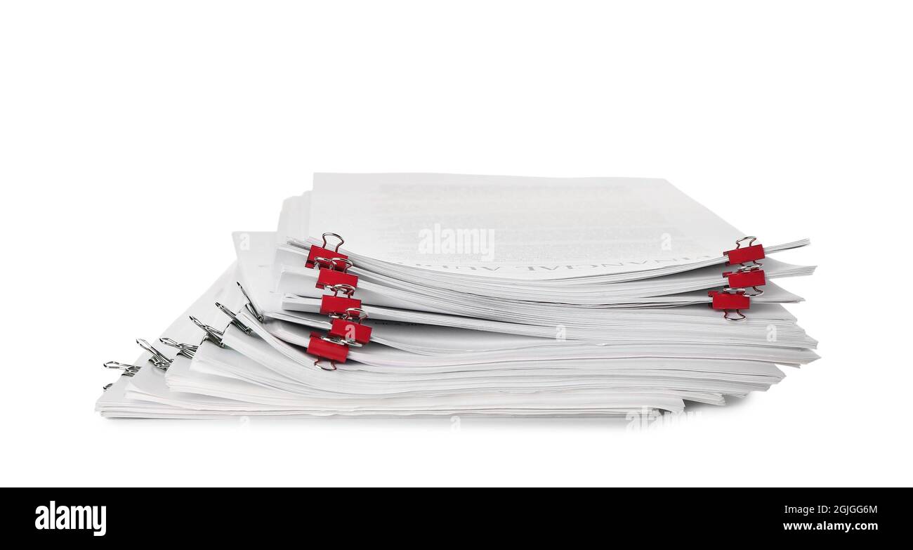 Stack of documents isolated on white background Stock Photo - Alamy