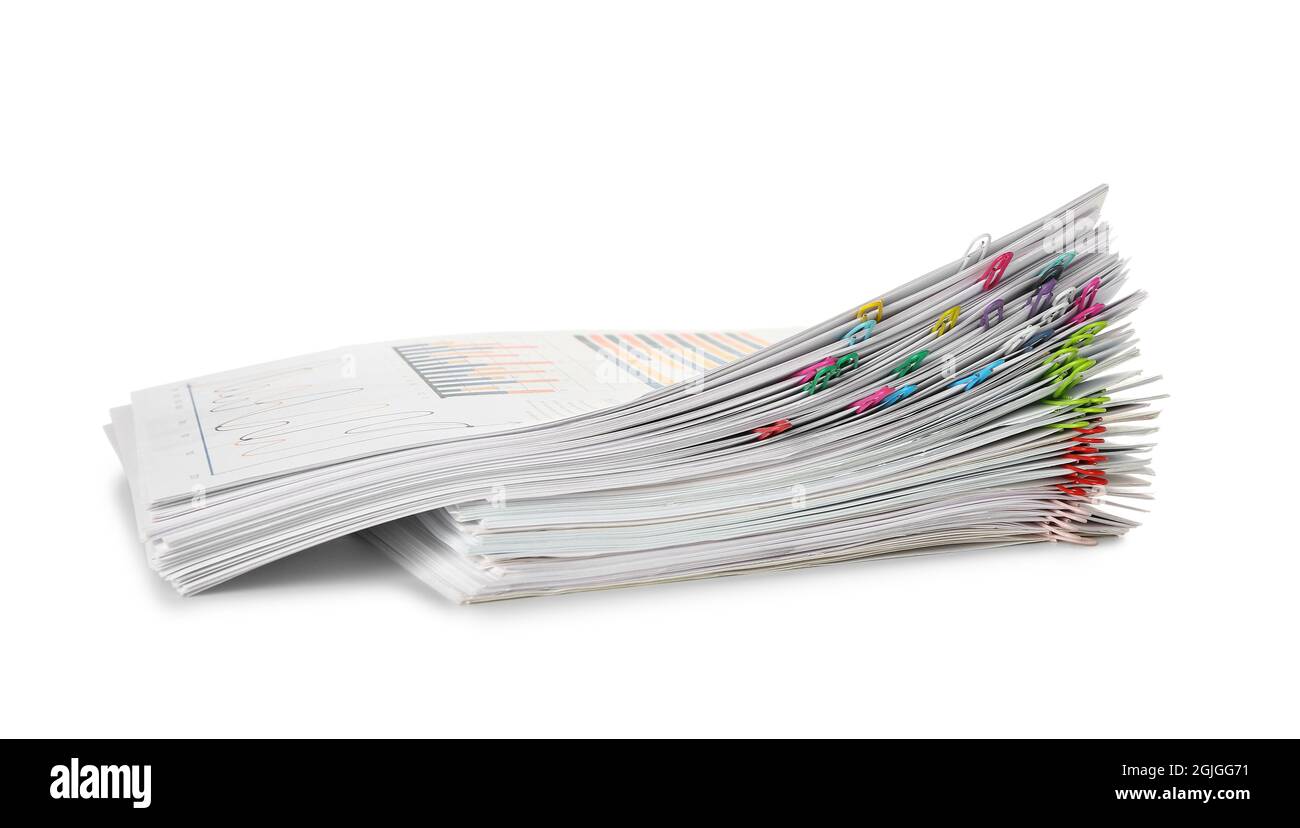 Stack of documents isolated on white Stock Photo - Alamy