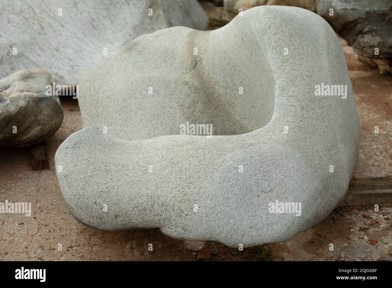 Big stone. Smooth stone to decorate the park. Big boulder Stock Photo ...