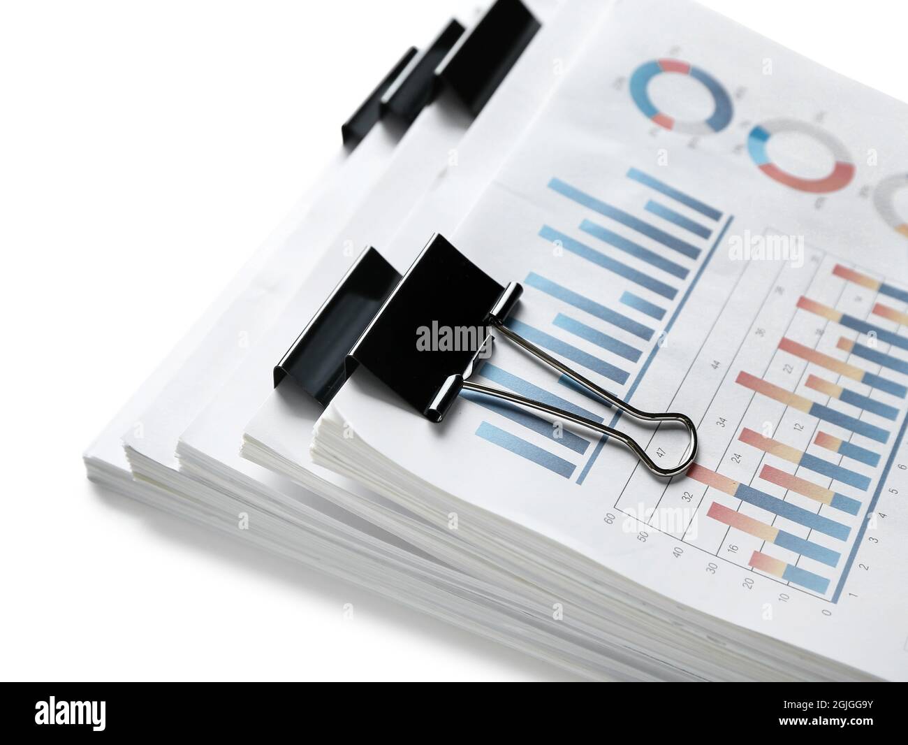 Documents with diagram on white background Stock Photo - Alamy