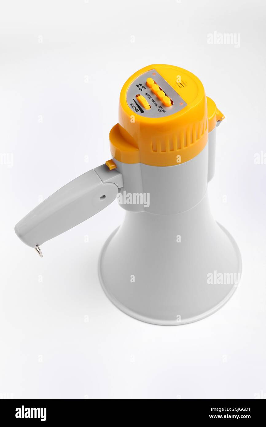 Modern megaphone on white background Stock Photo - Alamy