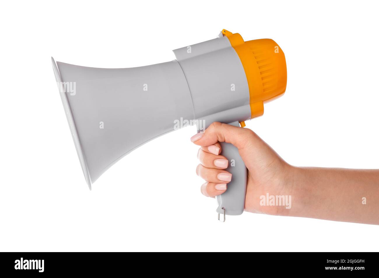 Hand holding megaphone call Cut Out Stock Images & Pictures - Alamy