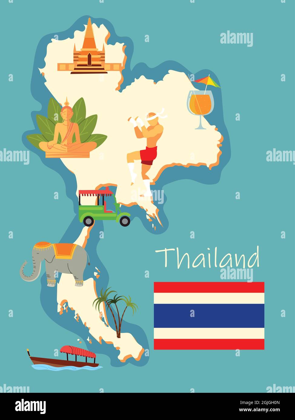 thailand map and icons Stock Vector Image & Art - Alamy