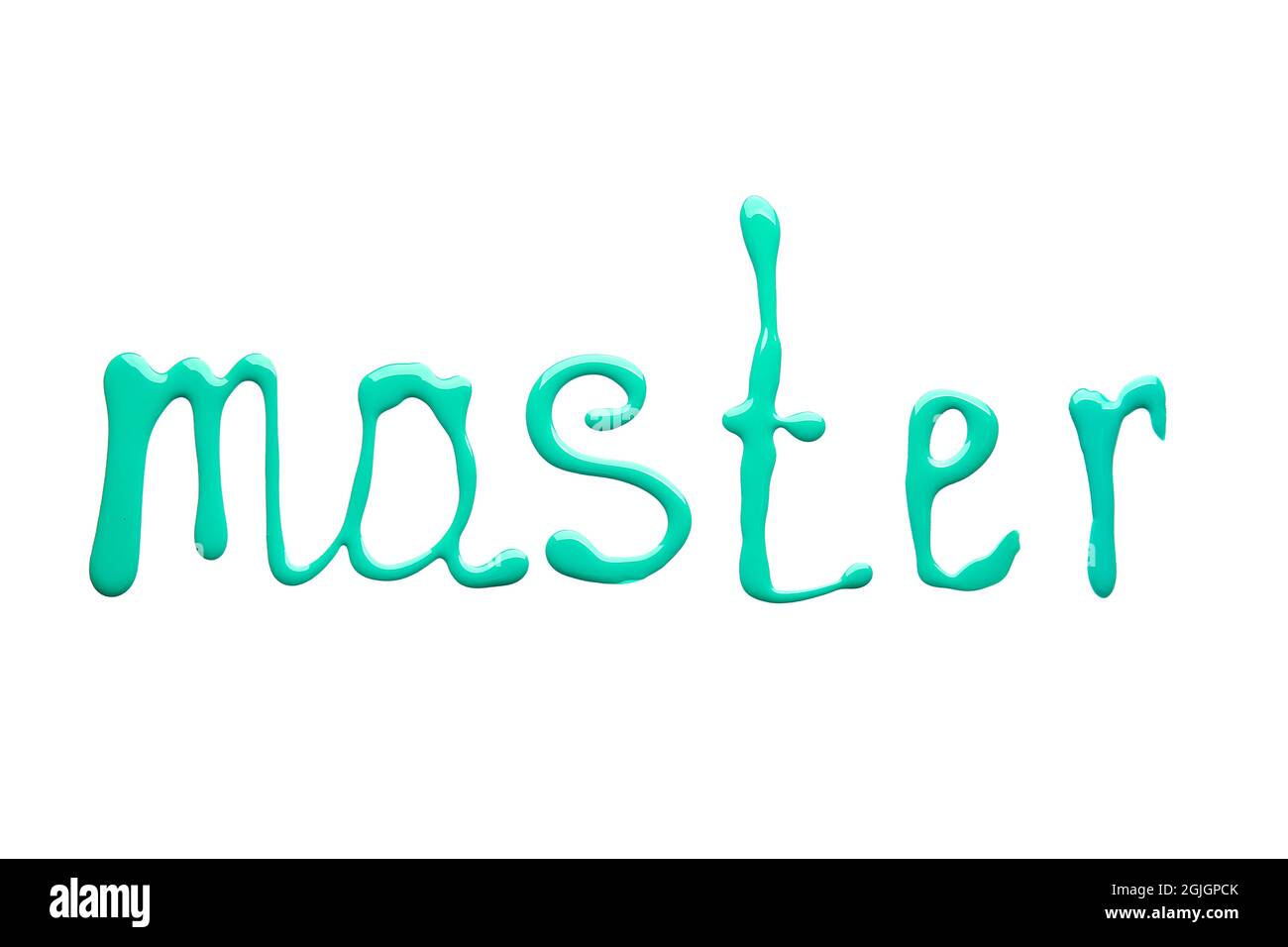 Word MASTER written by nail polish on white background Stock Photo - Alamy