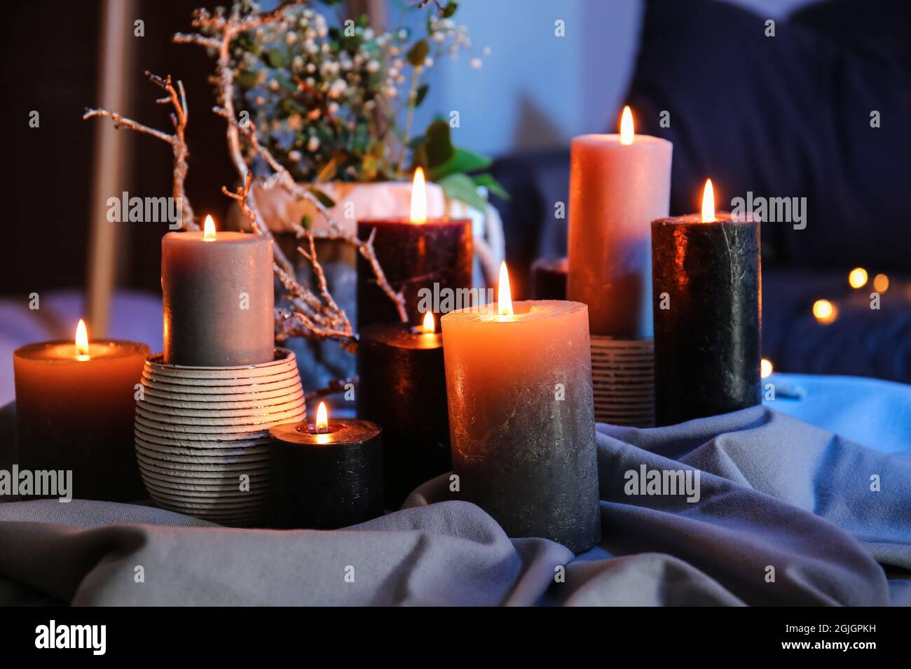 Candles in dark room hi-res stock photography and images - Alamy