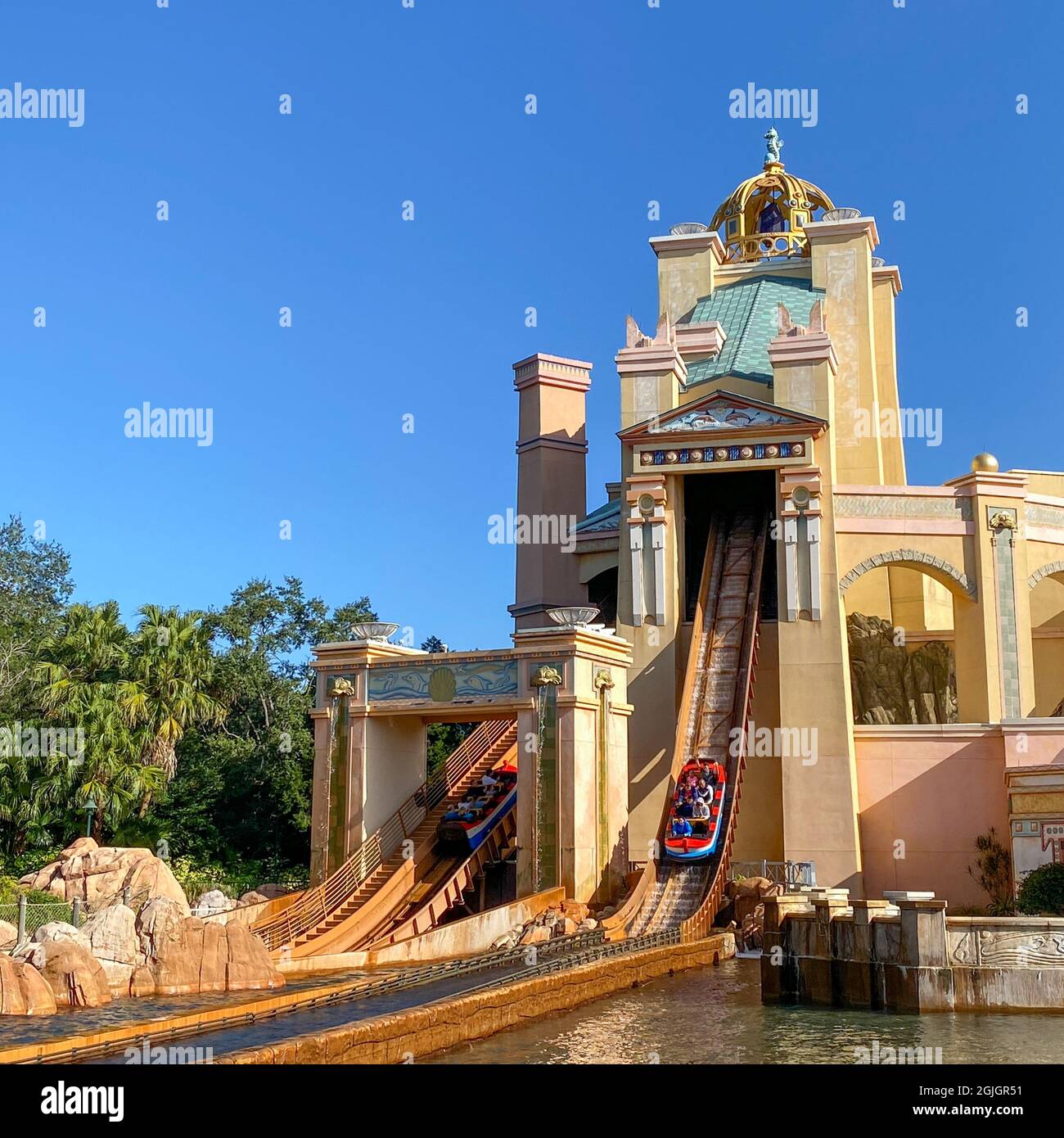 Orlando, FL USA - December 25, 2019: The Journey to Atlantis Roller ...