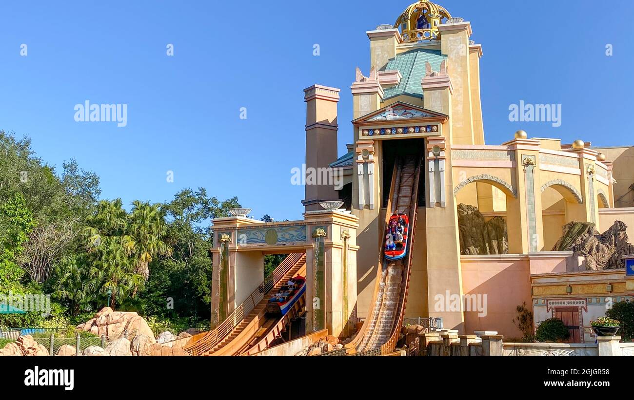Orlando, FL USA - December 25, 2019: The Journey to Atlantis Roller ...