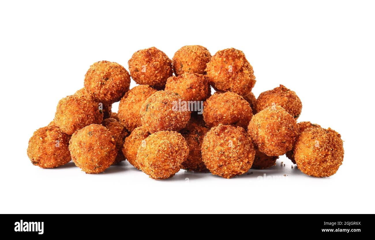 Tasty cod cutlets on white background Stock Photo - Alamy
